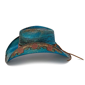 Stampede Hats Women's Love Story Rose Straw Western Hat L Blue