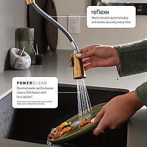 Moen Align Brushed Gold One-Handle Modern Kitchen Pulldown Faucet with Reflex Docking System and Power Clean Spray Technology, 7565BG