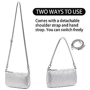 Rhinestone Purse Sparkly Bag Silver Diamond Shoulder Bag for Women Evening Prom Clutch Y2K Bag
