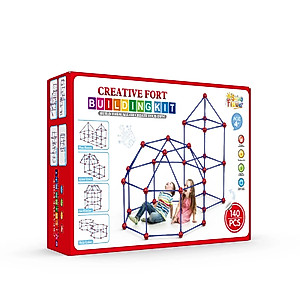 Fort Building Kit for Kids,STEM Construction Toys, Educational Gift for 4 5 6 7 8 9 10 11 12 Years Old Boys and Girls,Ultimate Creative Set for Indoor & Outdoors Activity,140 Pcs,Original