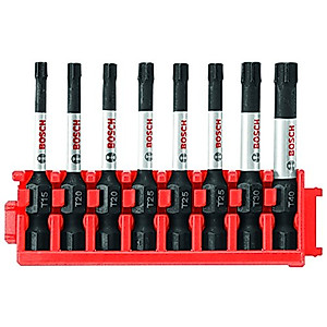 BOSCH CCSTV208 8-Piece Assorted Set 2 In. Impact Tough Torx Power Bits with Clip for Custom Case System