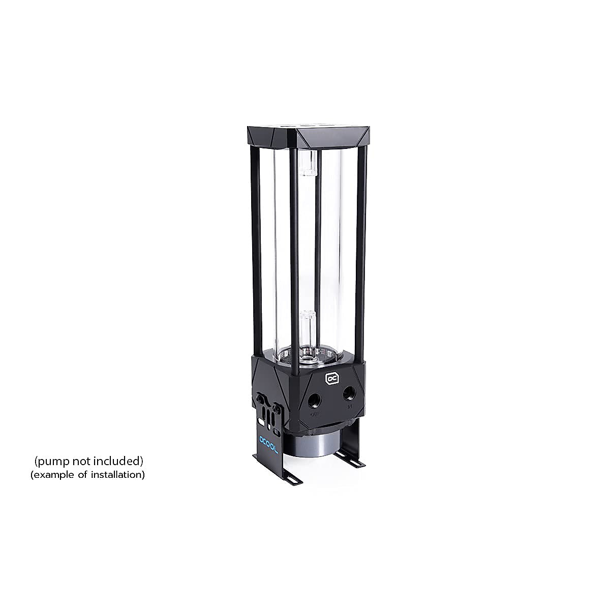 Alphacool Eisbecher Aurora 250mm Glass Reservoir with D5 Body (Pump Not Included), Black/Acetal