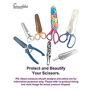 Scissors sheaths by SCISSORFOBZ with ScissorGripper for Embroidery, Micro Scissors-Designer Scissors Covers Holders - Microsuede Leopard Print - S-388-FB