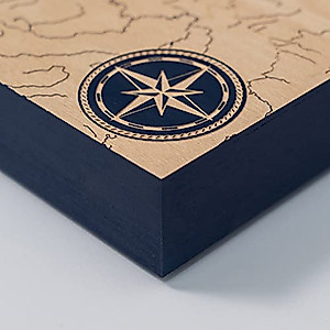 Hampton Beach, New Hampshire, Engraved Wood Coastal Chart Wall Art Sign, Beach House Home Decor Nautical Print, Unique & Personalized, nautical décor, Gift for him her, Coastal Living, 18 X 24, Blue