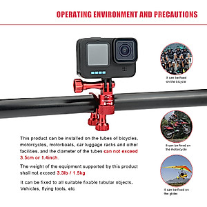 Forevercam Bike Handlebar Mount for Gopro Hero 13/12/11/10/9/8/Insta360/AKASO/DJI Osmo Aluminum Bike/Motorcycle Mount 360°Rotation and Lock Any Direction（Red）