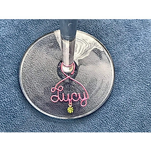 Personalized Wine Charm~Wine Glass Charm~Wire Name~17 pretty colors to choose from~Swarovski Birthstones~Handmade~Unique Gift for the Wine lover in your life