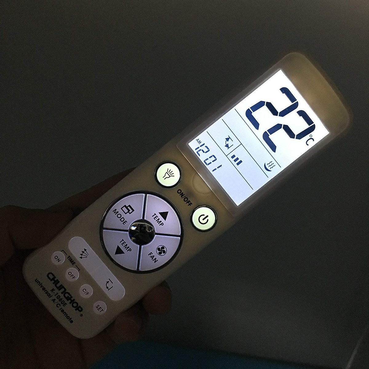 CHUNGHOP Universal Remote for Air Conditioner Control with Back Light Big Monitor Air Conditioning Controller K-1060e 5000Code in 1 for LG, Samsung, Fujitsu, Daewoo, Gree, Carrier, Panasonic AC etc.