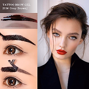 LOKFAR 2 Pcs Peel Off Tattoo Eyebrow Gel, Natural Eye-brow Gel Long-Lasting Waterproof Eyebrow Peel Off Tattoo Brow Tattoo Makeup, Eyebrow Tattoo Peel Off for All Types of Eyebrows (Gray Brown)