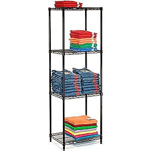 Nexel Adjustable Wire Shelving Unit, 4 Tier, NSF Listed Commercial Storage Rack, 24" x 24" x 63", Black Epoxy