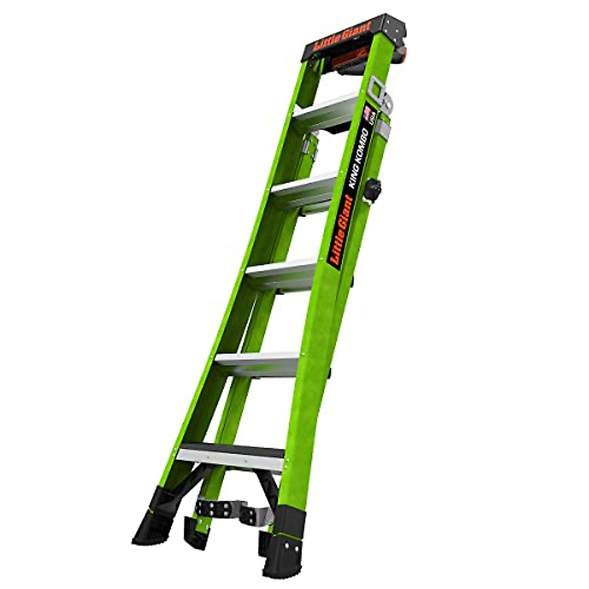 Little Giant Ladders, King Kombo 2.0 XT, Industrial, M6, 6 Ft. A Frame, 10 Ft. Extension, Fiberglass, Type 1AA, 375 lbs Weight Rating, (13936-071), Hi-viz Green