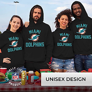 Team Fan Apparel NFL Adult Gameday Hooded Sweatshirt - Poly Fleece Cotton Blend - Stay Warm and Represent Your Team in Style (Miami Dolphins - Black, Adult Medium)