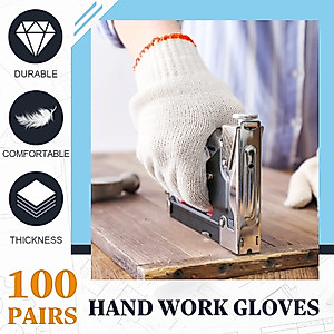 Sureio 100 Pairs Cotton Gloves Hand Cotton Liners Safety Knitted Polyester Gloves for BBQ Roping Men Women(White)