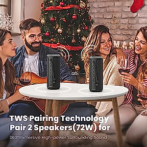 MIATONE 2 Pack BoomPro Bluetooth Speakers 2 x 36W Portable Speaker with Stereo Sound Bass, Bluetooth 5.3 Wireless Speaker (Black + Pink)