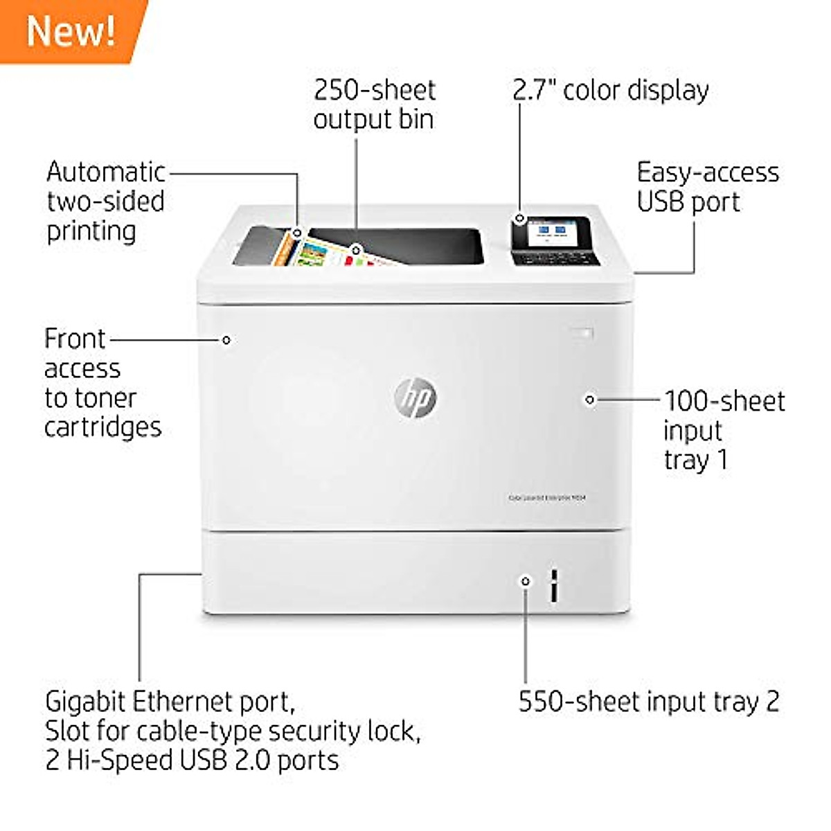 HP Color Laserjet Enterprise M554dn Duplex Printer (7ZU81A) (Renewed)