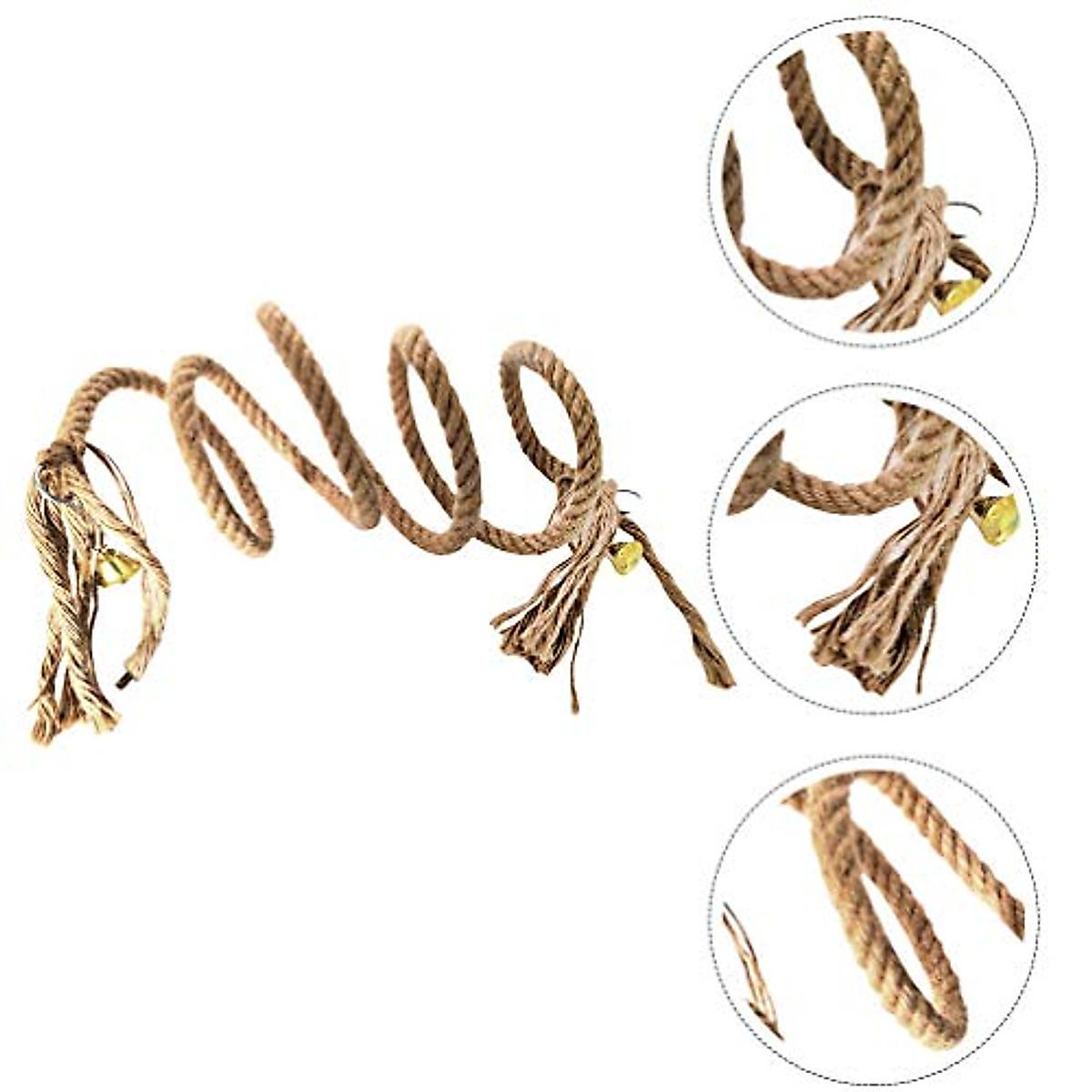 POPETPOP Parrot Rope Perch Hemp Rope Bungee Bird Toy Parrot Cage Toy for Conure (S)