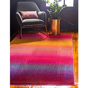 Unique Loom Estrella Collection, Gradient, Sunset, Abstract, Bright Colors Area Rug, 5 x 8 ft, Pink/Gold