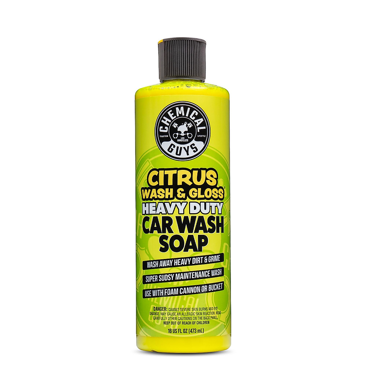 Chemical Guys CWS_301_16 Citrus Wash & Gloss Foaming Car Wash Soap (Works with Foam Cannons, Foam Guns or Bucket Washes) Safe for Cars, Trucks, Motorcycles, RVs & More, 16 fl oz, Citrus Scent
