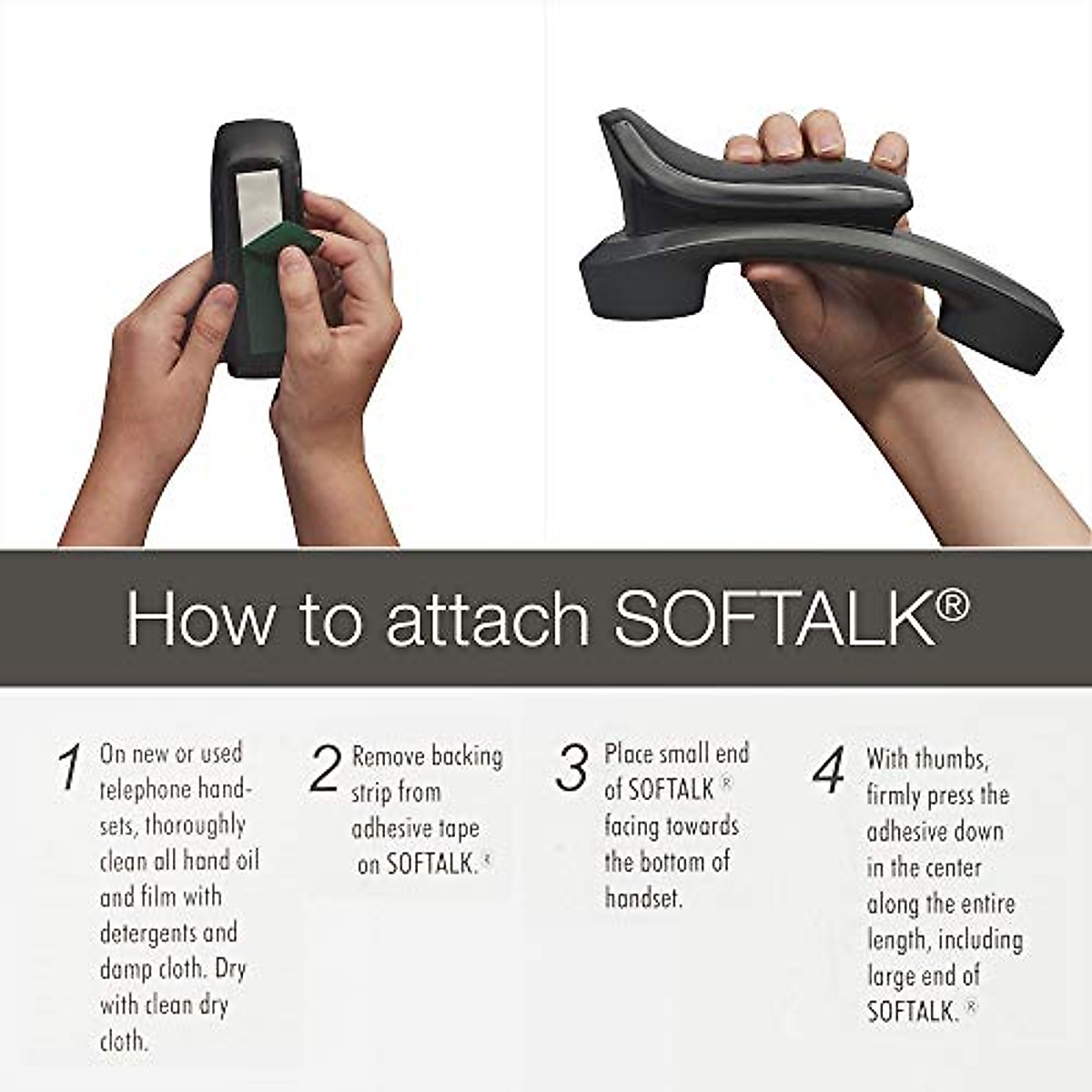 Softalk Antibacterial Black Phone Shoulder Rest | Landline Telephone Accessory (00601M)