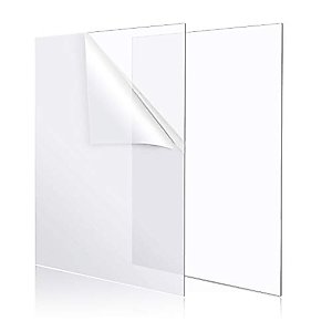 YSTIME 8" x 12" Clear Acrylic Sheet Plexiglass Plastic Sheet for Crafts Transparent Acrylic Board with Protective Paper for Craft, Windows, Frame, DIY Display Projects, Pack of 2