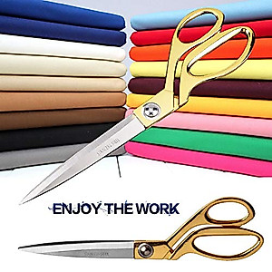 Jasni Liu Tailor Scissors Professional 10.5" Gold Stainless Steel Professional Shears Heavy Duty
