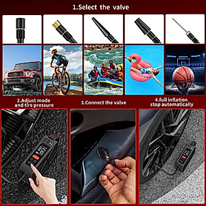 Tire Inflator Portable Air Compressor,150PSI 2X Faster Portable Air Pump for Car Tires,Rechargeable Battary & 12V DC Powered Air Compressor with Digital Pressure Gauge for Car Motorcycle Bike Ball