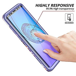 SURITCH Case for Galaxy S9, [Built-in Screen Protector] Hybrid Full-Body Protection Shockproof Rugged Bumper Soft Silicone Lavender Protective Cover for Samsung Galaxy S9 5.8 Inch (Purple Marble)