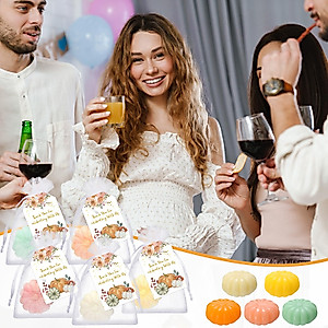 Leelosp 50 Set Thanksgiving Pumpkin Baby Shower Soap Favors Mini Pumpkin Baby Shower Favors Include Pumpkin Soap Thanks Cards Drawstring Gift Bags for Autumn Thanksgiving Day Party Decorations Gifts