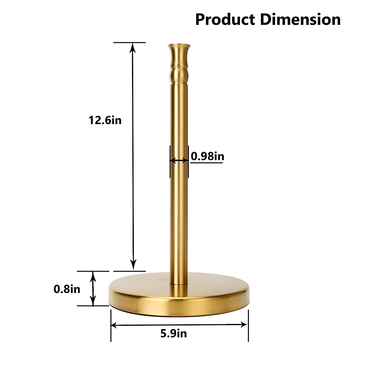 Sfemn Paper Towel Holder Countertop, Weighted Base for One-Handed Tear, Free Standing Paper Towel Holder Stand, Stainless Steel Paper Towel Dispenser for Kitchen Countertop (Brushed Gold)