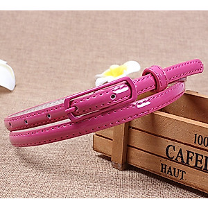 Selighting Women's Solid Color Faux Leather Skinny Belts for Dresses (One Size, Rose)