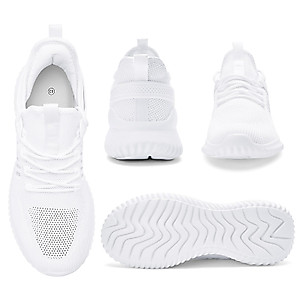 Akk White Sneakers Mens Tennis Shoes - Slip on Walking Running Breathable Lightweight Athletic Shoes for Sport Gym Workout Jogging Size 13