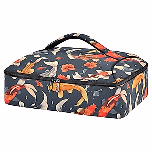 Colorful Carp Insulated Casserole Carrier for Hot or Cold Food Carrier Container Insulated Cooler Bag Thermal Food Warmer Delivery Bag for BBQ Buffet Potluck Party Christmas