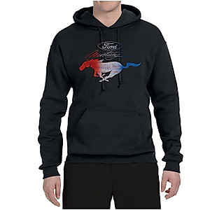 Wild Bobby Ford Mustang Shirt USA Flag Mustang Emblem T-Shirt Cars and Trucks Unisex Graphic Hoodie Sweatshirt, Black, Small