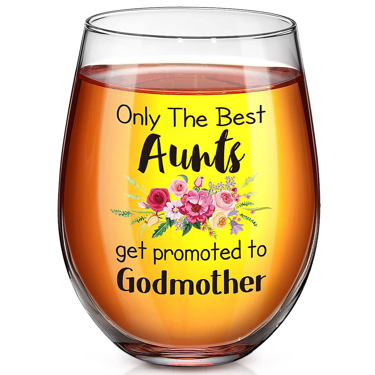 Thank You for Being My Godmother Wine Glass, Personalized Mother's Day Birthday Christmas Gift for Godmother Mother, 17 Oz Godmother Announcement Wine Glass for Godmother from Godchild (Only The Best)