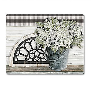 CounterArt Vintage Farmhouse 3mm Heat Tolerant Tempered Glass Cutting Board 10” x 8” Manufactured in the USA Dishwasher Safe