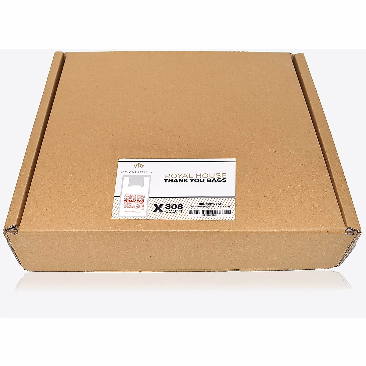 RoyalHouse Thank You Bags,Reusable Plastic Grocery Bags - Great Bags for Shopping, Small Trash and Garbage Cans, and Dog Waste - 308 Count (Pack of 4) Total 1232 Bags in Case