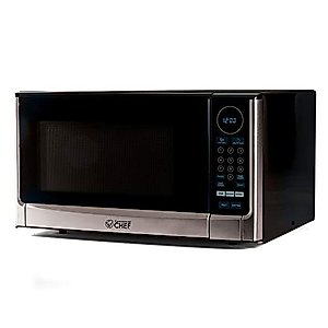 Commercial Chef CHM14110S6C Countertop Microwave Oven - 1100 Watts, Small Compact Size, 10 Power Levels, 6 Easy One Touch Presets with Popcorn Button, Removable Turntable, Child Lock - Stainless Steel