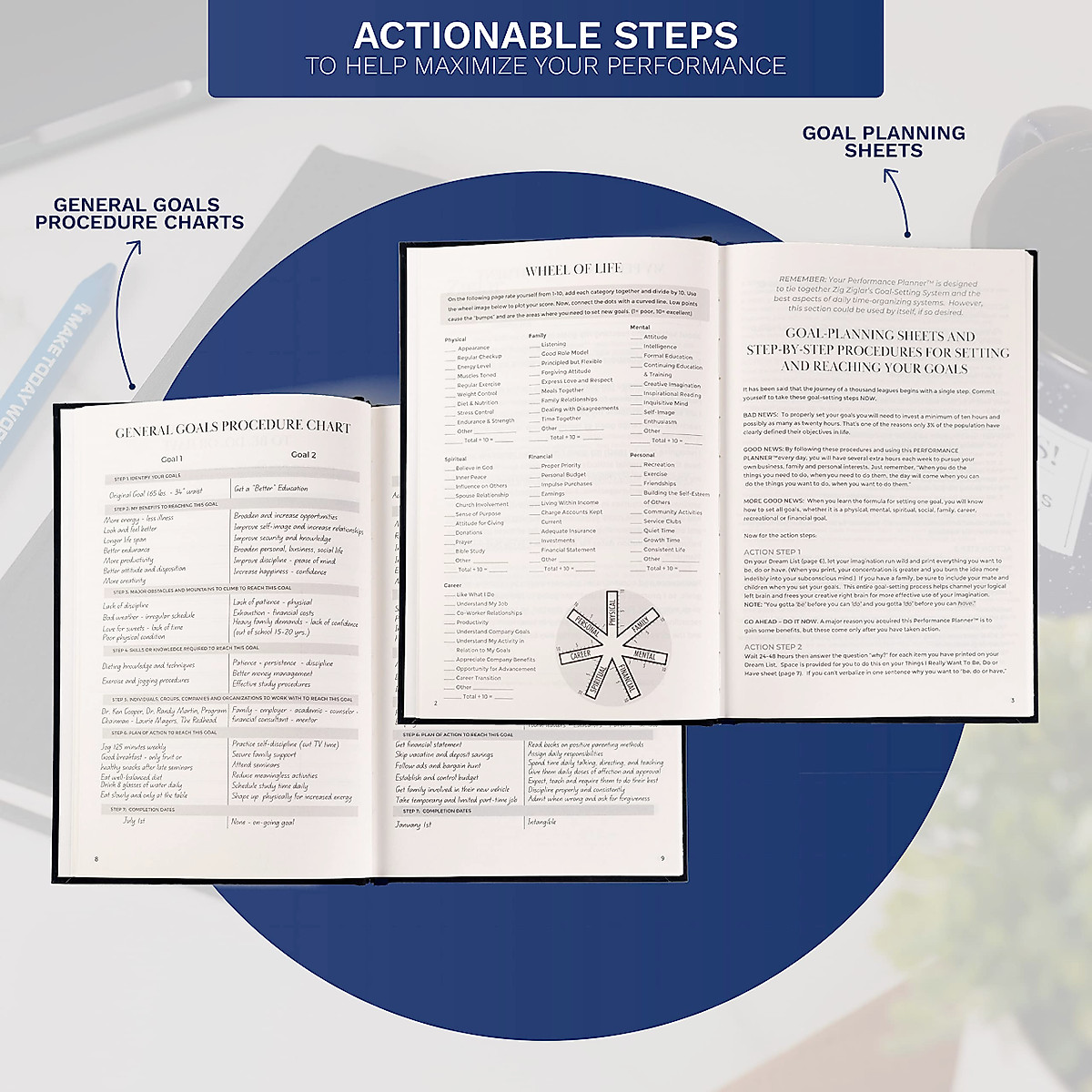 The Performance Planner | Linen Edition | By Zig Ziglar | 6x9 inch Hardcover Daily Planner Journal and For Daily Weekly Monthly and Yearly Goal Setting And Achieving