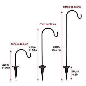 CALIDAKA 2 Pack Multi-Purpose Shepherds Hooks Outdoor Iron Shepherd Hook with Base Adjustable Heavy Duty Garden Hanging Stake for Lanterns Solar Light Plant Hanger Wedding Decor