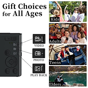 Digital Camera Cheap, UIKICON 4K 44MP Kids Camera with 32GB SD Card, 2.4 Inch Point and Shoot Camera with 16X Digital Zoom, Compact Camera for Kids Teens Boys Girls Adults Seniors(X3-Black1)