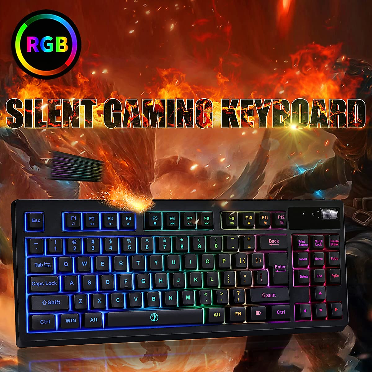 ZJFKSDYX L87 Wireless Gaming Keyboard, Rechargeable 3000mAh 2.4G LED Backlit Wireless Keyboard, Ergonomic Keyboard with Mechanical Feeling Keys for PC PS4 Xbox One Mac, Teclado Gamer (White)