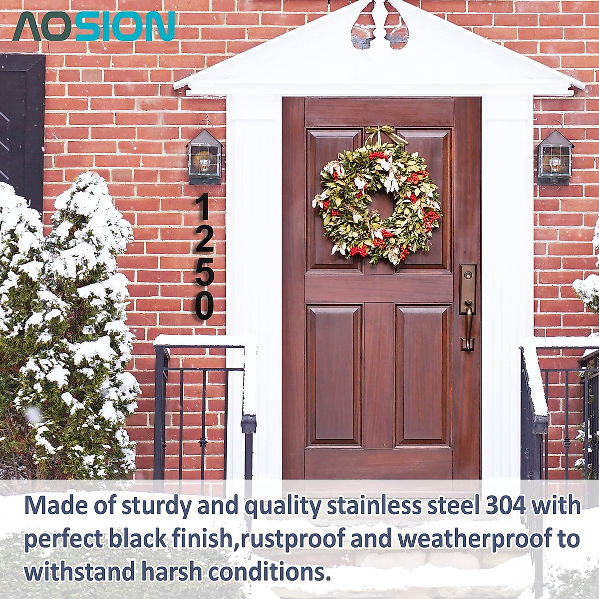 AOSION 8 Inch House Number,Floating Stainless Steel 304 Home Street Number Sign,Large Address Numbers with Screws,Easy to Install,Matt Black (Number 0)