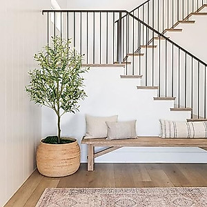 Olive Tree Artificial Indoor 6FT (72''), GTIDEA Artificial Tree Fake Tree Indoor Large Faux Olive Tree and Fruits Artificial Plants Silk Trees for Home Office Living Room Spring Decor