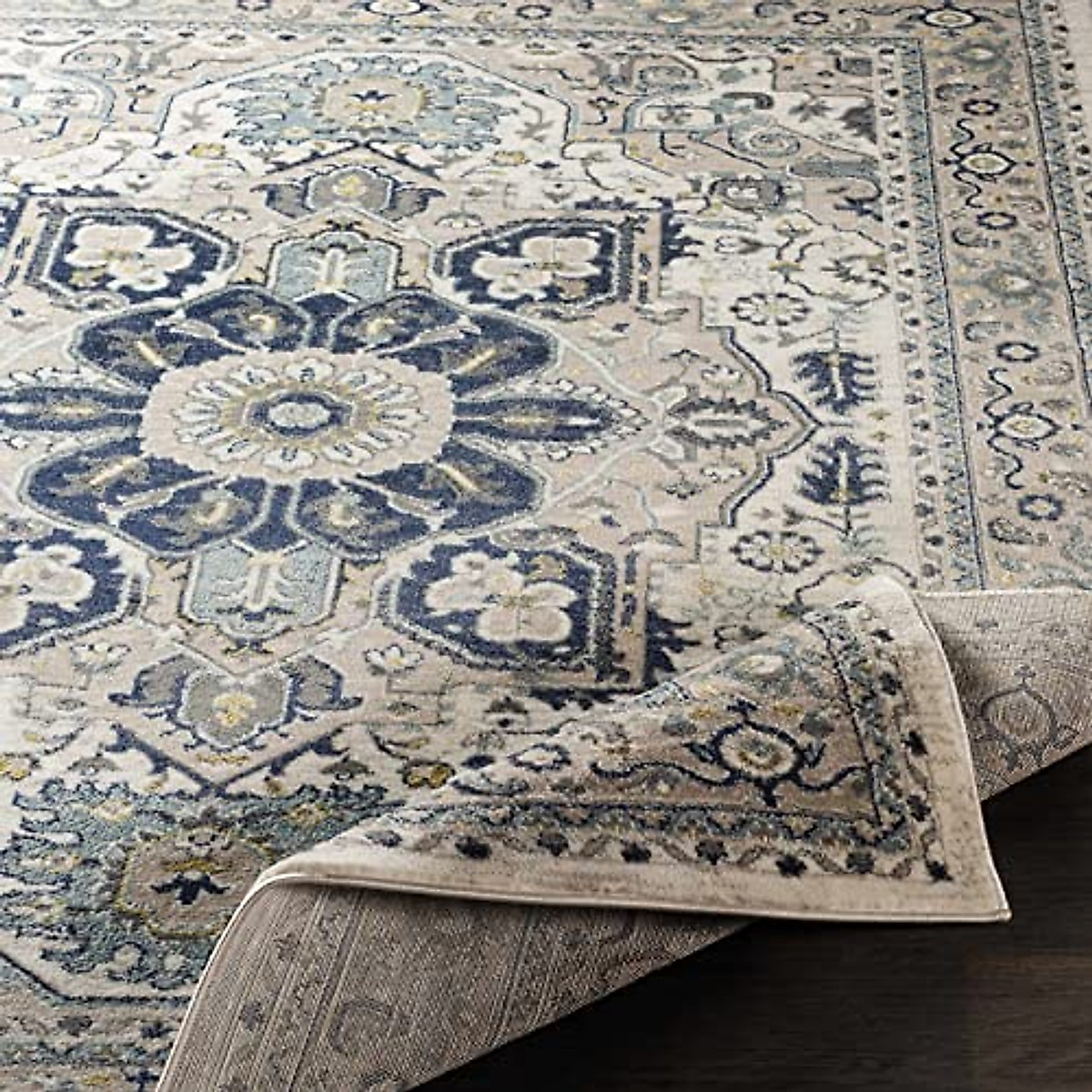 Canonsburg Traditional Persian Living Room Bedroom Area Rug - Bohemian Oriental Medallion Carpet - Blue, Grey, Beige, Brown - 7'10" x 10'2"