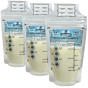 Comfydaya Safeshield Breastmilk Storage Bags (50 Count). Ready to Use. Presterilize, BPA Free, BPS Free, Leak Proof, Double Zipper, Self Standing, Super Strong and Food Grade Material Breast Milk Bag