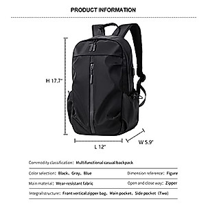 NEWSEE Water Resistant Lightweight Backpack Casual Travel Hiking Backpack Daypack Durable with USB Charging Port (black)