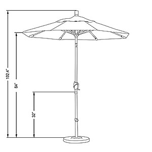 California Umbrella 7.5' Round Aluminum Market Umbrella, Crank Lift, Push Button Tilt, Black Pole, Lemon Olefin