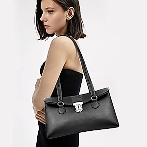 Whale Power Handbags for Women Work Designer Tote Purse Ladies Top Handle Shoulder Bag Black Faux Grain Lether Satchel