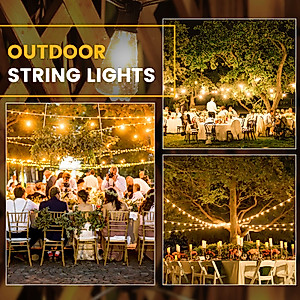 LED Outdoor String Lights, 50 FT Waterproof Patio Lights with 25+2 ST38 Vintage Edison Shatterproof Bulbs, Connectable Dimmable Hanging Lights for Backyard Bistro Cafe Garden Gazebo - Warm White
