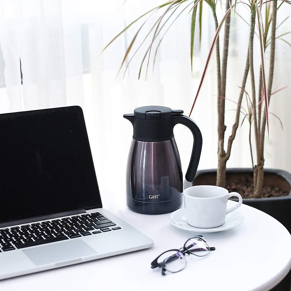 GiNT 51Oz Stainless Steel Thermal Coffee Carafe with Lid/Double Walled Vacuum Thermos / 12 Hour Heat Retention (Purple, 1.5L)