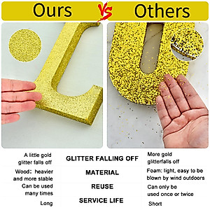 TONIFUL 8 Inch Gold Glitter Letter E Table Centerpiece A-Z Gold Birthday Party Decorations,Gold Alphabet E for Birthday,Chrismas,Graduation,Bridal Shower,Wedding,Anniversary Party Supplies